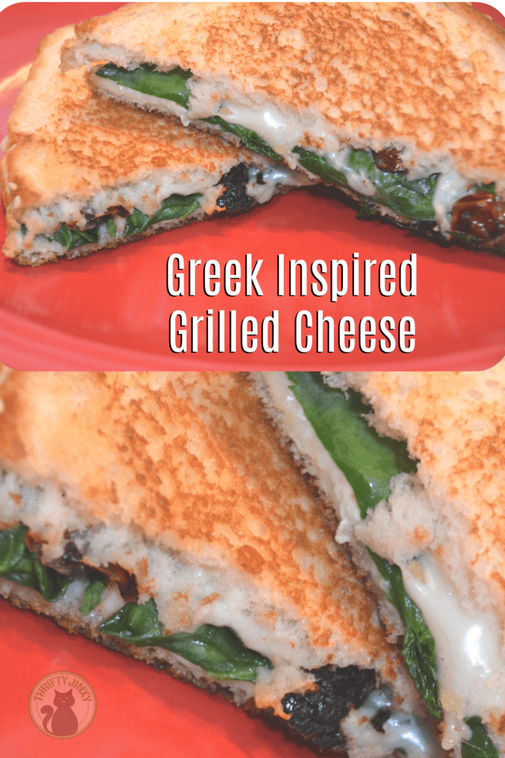 Greek Inspired Grilled Cheese Recipe with Spinach and Feta - Thrifty Jinxy