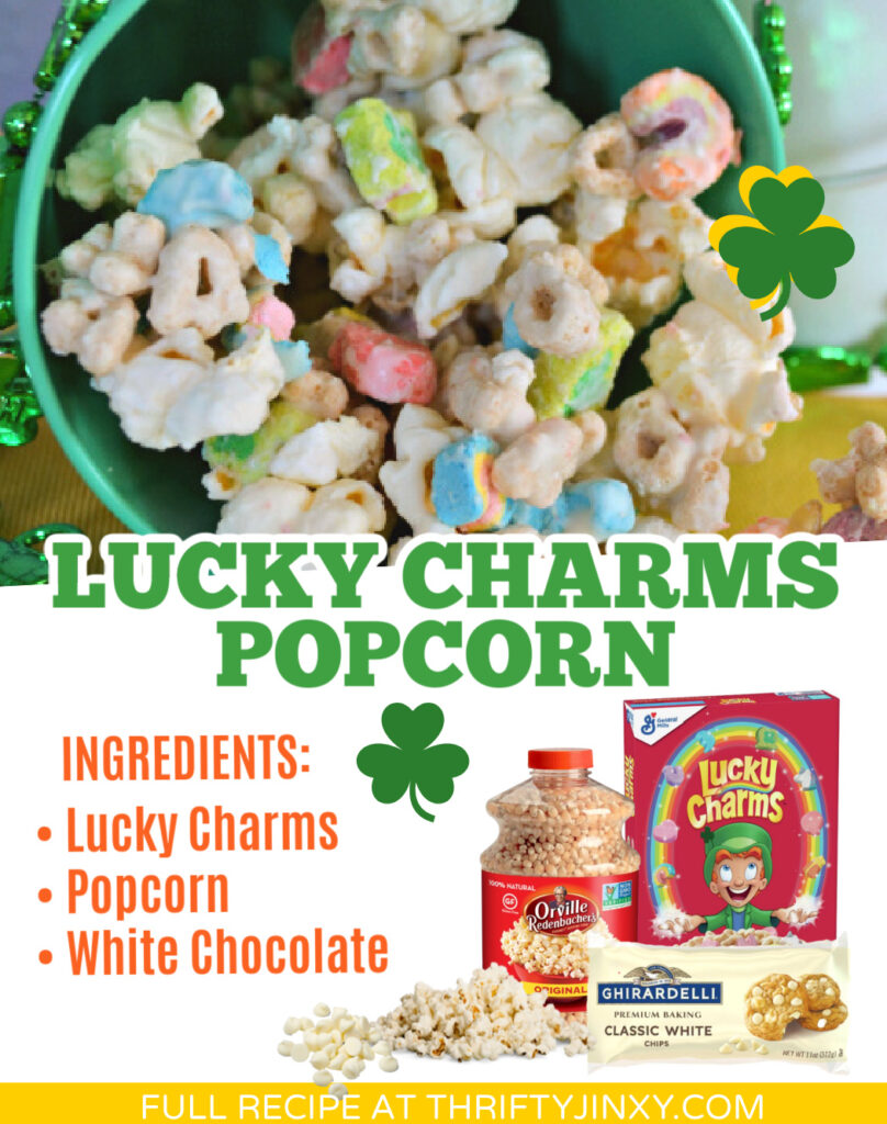 Lucky Charms Popcorn with White Chocolate Recipe - Thrifty Jinxy