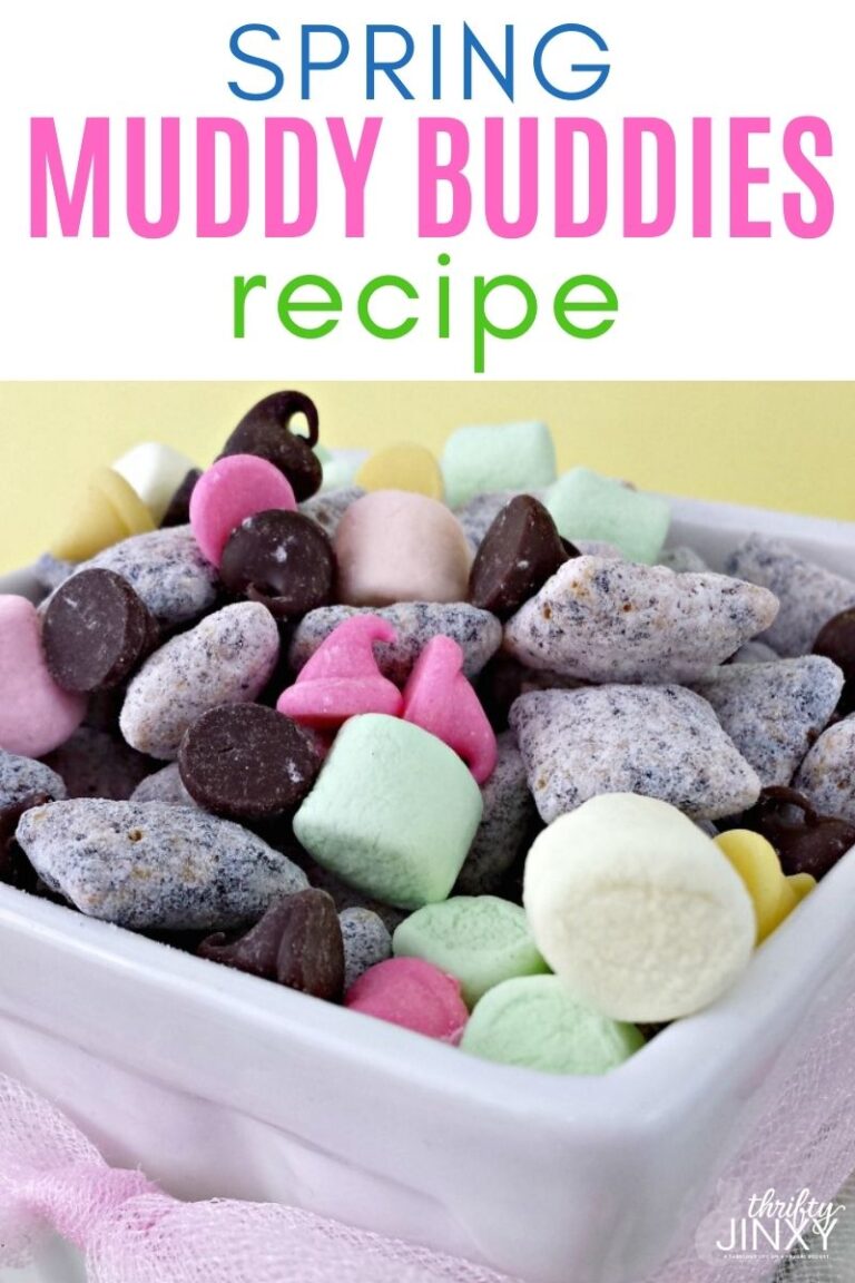 Spring Muddy Buddies Recipe + Printable Treat Bag Topper - Thrifty Jinxy