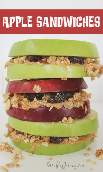 Apple Sandwiches Recipe - Great After School Snack! - Thrifty Jinxy