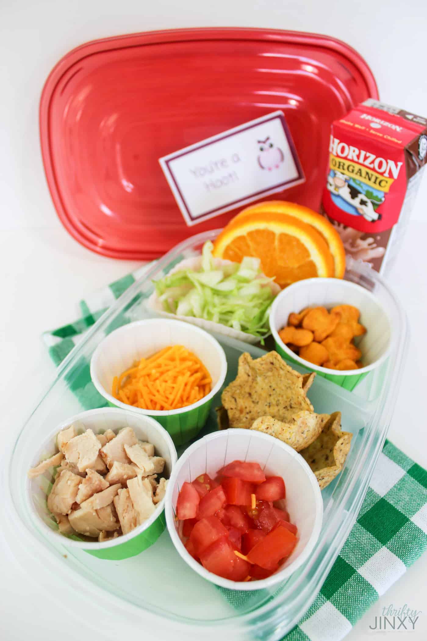 Chicken Taco Bento Box Lunch with Printable Lunchbox Notes - Thrifty Jinxy
