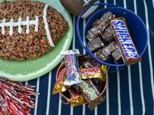 SNICKERS Rice Crispy Treat Football Recipe for Game Day - Thrifty Jinxy
