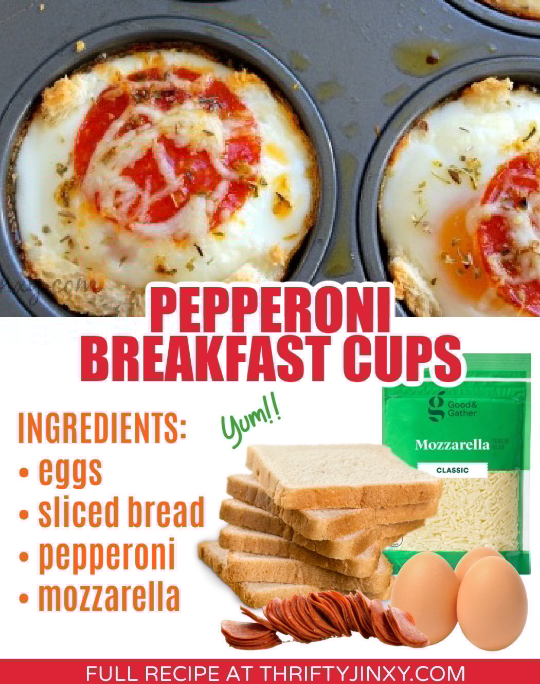 Pepperoni Breakfast Cups Recipe with Hormel Pepperoni - Thrifty Jinxy