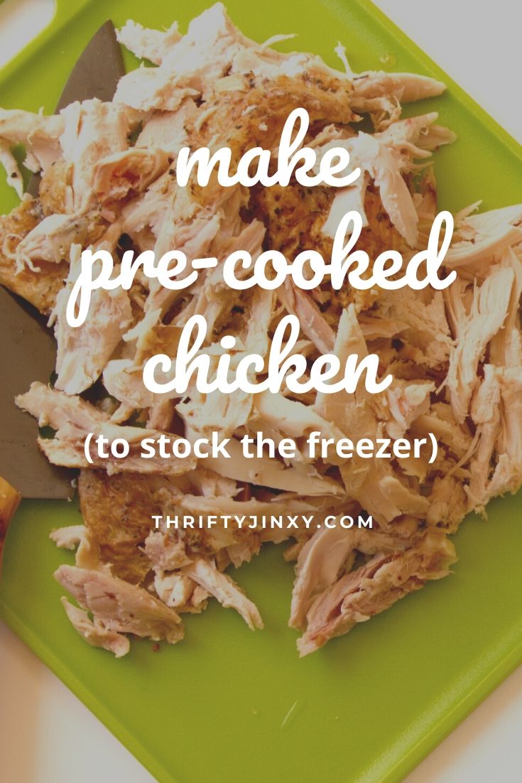 Make Cooked Chicken to Stock the Freezer - Crockpot or Oven - Thrifty Jinxy