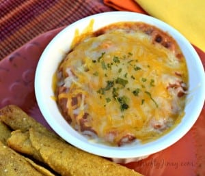 Cheesy Hot Bean Dip Recipe - Thrifty Jinxy