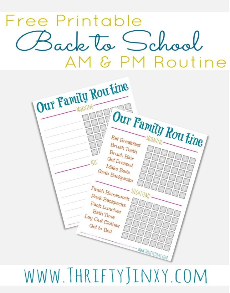 Back to School Essentials: Free Daily Routine Printable! - Thrifty Jinxy