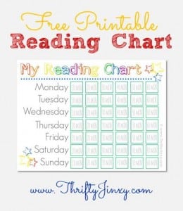 Free Printable Reading Chart - Thrifty Jinxy
