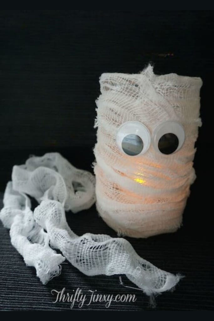 Mummy Jar Candle DIY - A Fun Halloween Craft - Thrifty Jinxy