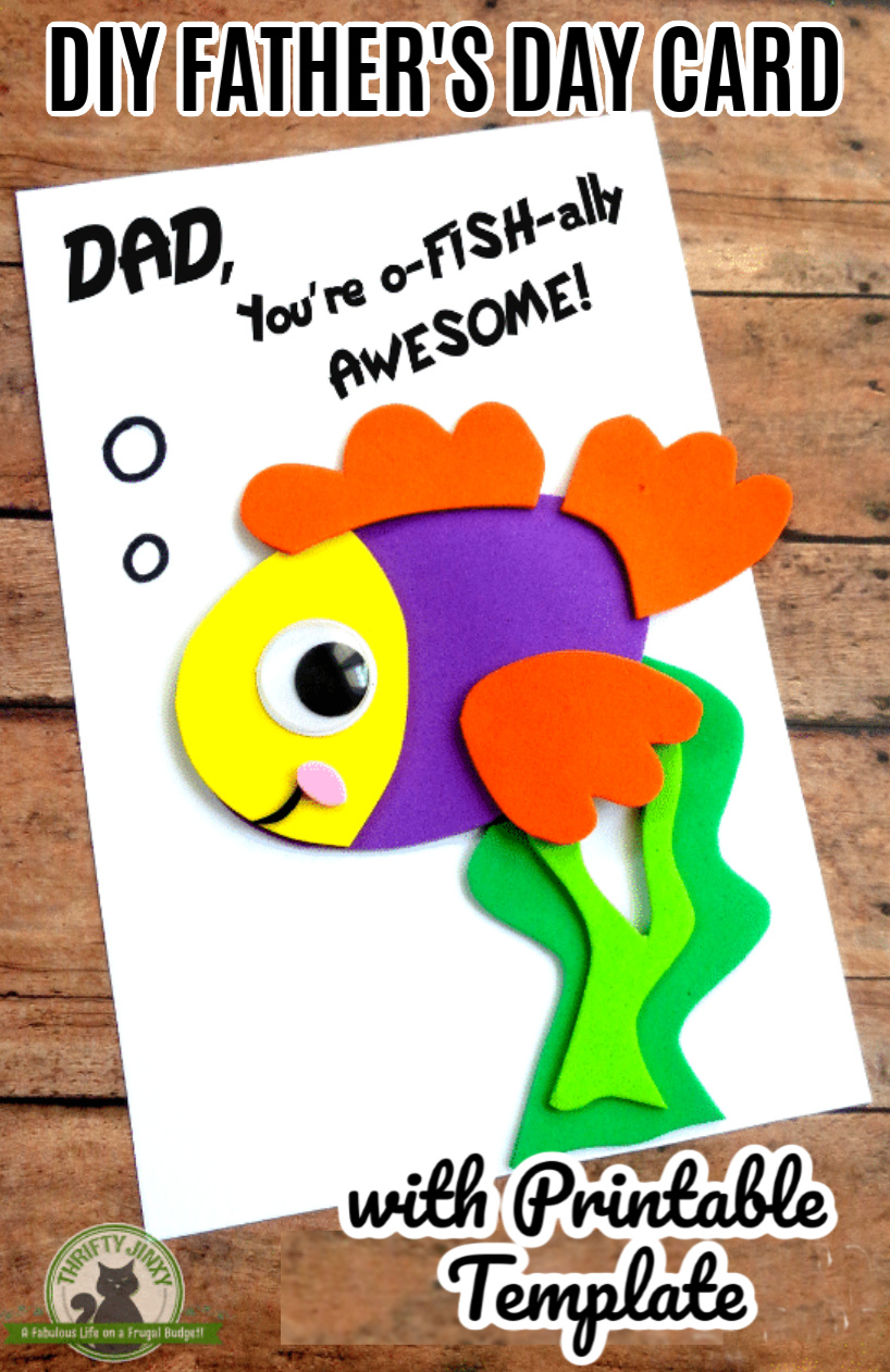 DIY Father's Day Fish Card with Printable Template - Thrifty Jinxy