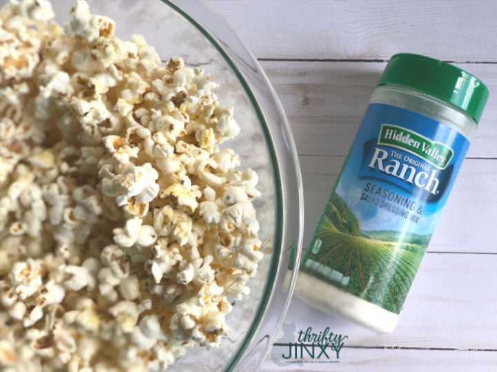 Ranch Seasoned Popcorn The EASY Way - Thrifty Jinxy