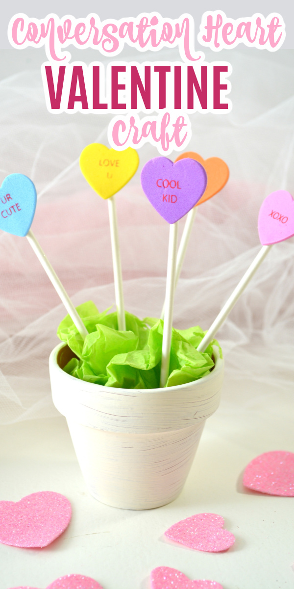 Cute Conversation Heart Planter Craft for Kids - Thrifty Jinxy