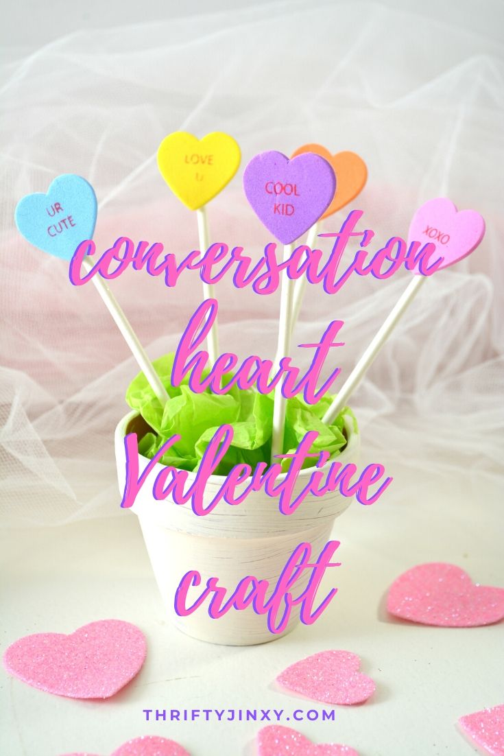 Cute Conversation Heart Planter Craft for Kids - Thrifty Jinxy