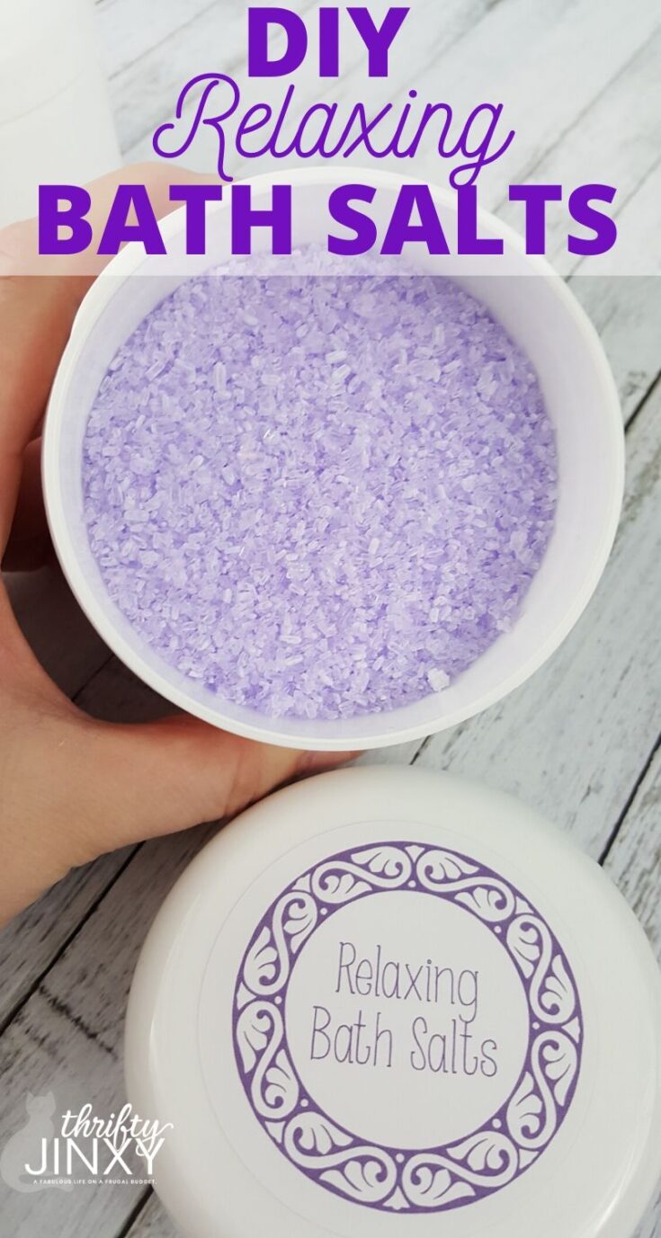 DIY Relaxing Bath Salts with Free Printable Labels - Thrifty Jinxy