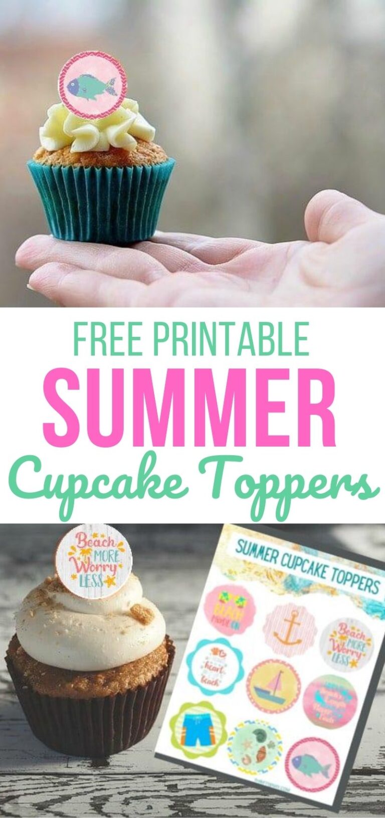 Free Printable Summer Cupcake Toppers - Thrifty Jinxy