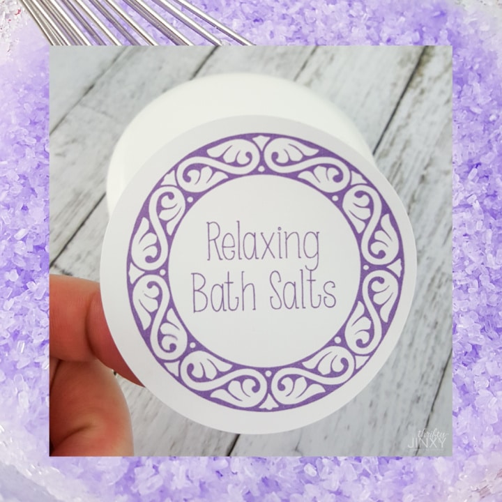 DIY Relaxing Bath Salts with Free Printable Labels - Thrifty Jinxy