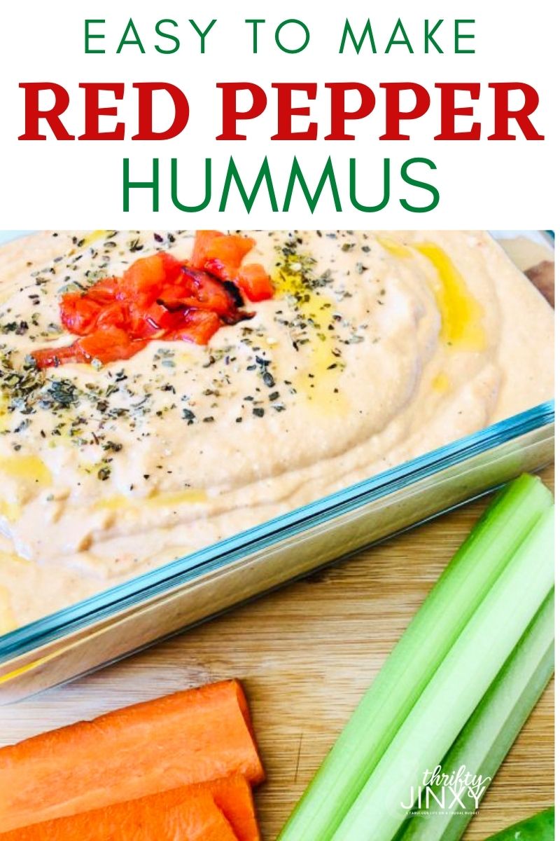 Roasted Red Pepper Hummus Recipe - Thrifty Jinxy