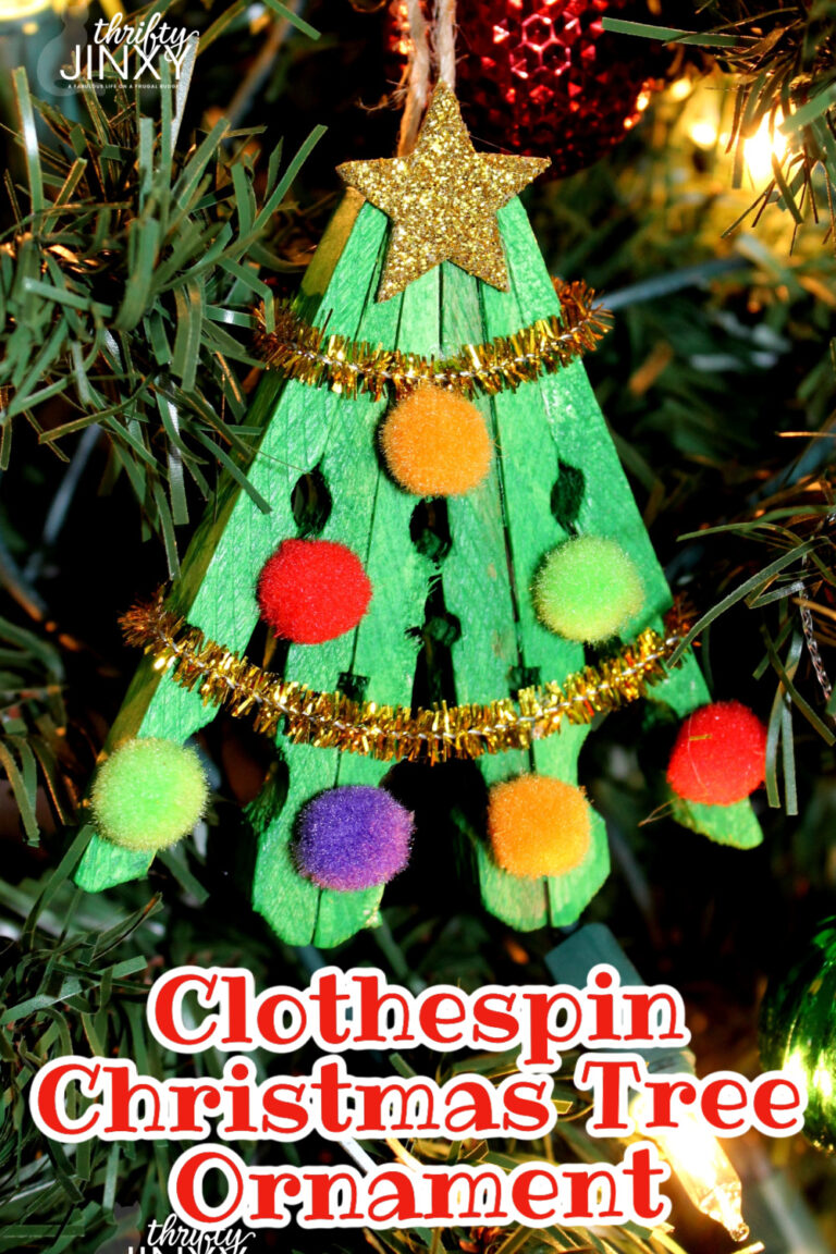DIY Clothespin Christmas Tree Ornament Craft - Thrifty Jinxy