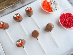 Fun Marshmallow Turkey Pops for Thanksgiving - Thrifty Jinxy