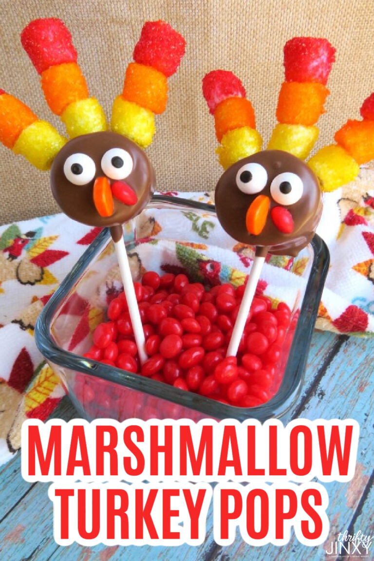 Fun Marshmallow Turkey Pops for Thanksgiving - Thrifty Jinxy