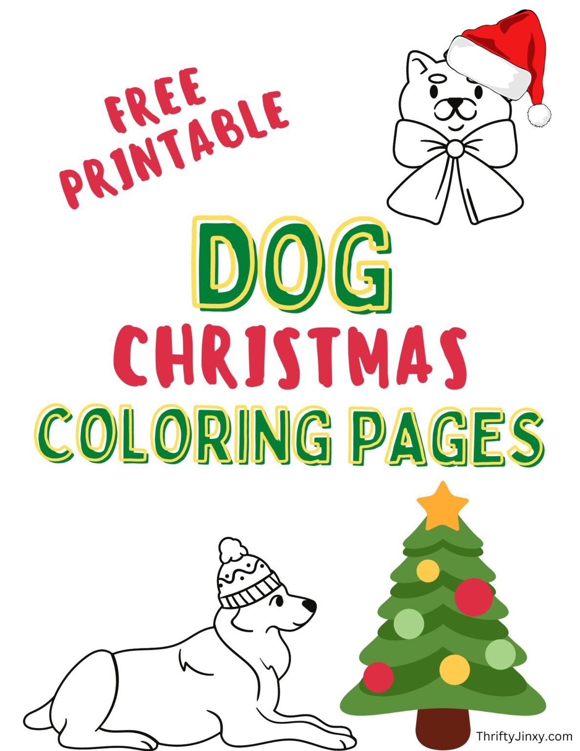 Free Printable Christmas Dogs Coloring Pages - Thrifty Jinxy