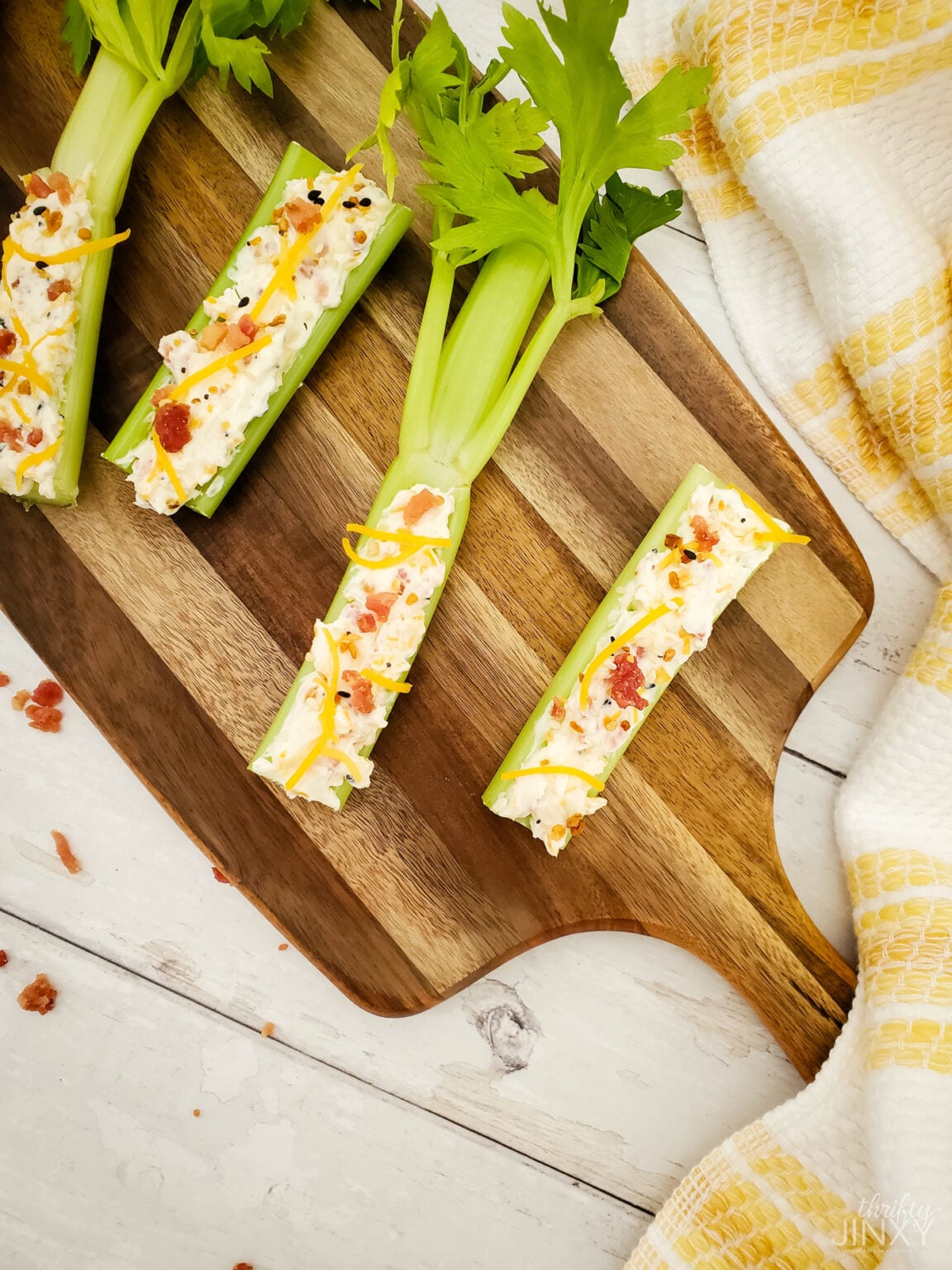 Stuffed Celery Recipe with Bacon and Cheese - Thrifty Jinxy