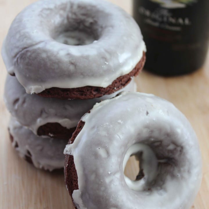 Chocolate Baked Guinness Donuts Recipe with Irish Cream Glaze - Thrifty ...