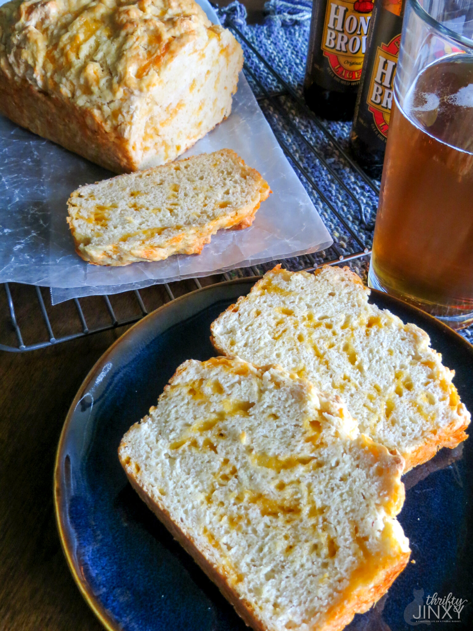 Super Easy Cheddar Beer Bread Recipe - Super GOOD Too! - Thrifty Jinxy