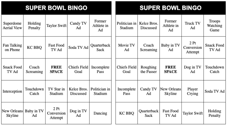 FREE Printable Super Bowl Bingo Cards for 2025 - Thrifty Jinxy