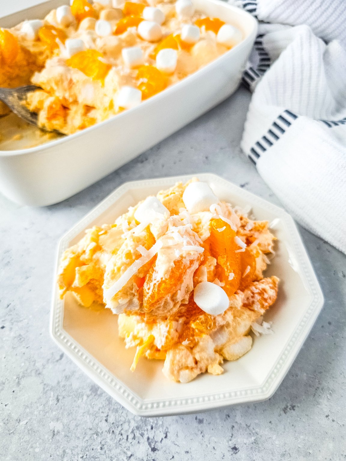 Mandarin Orange Marshmallow Salad - Thrifty Jinxy