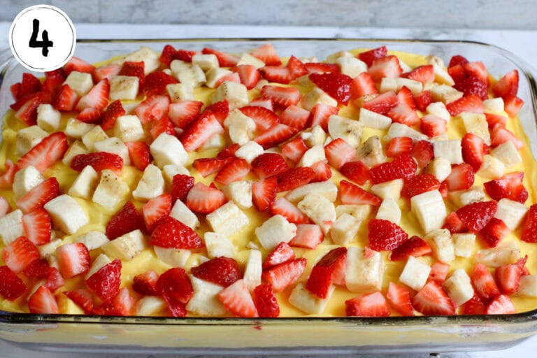 Easy Banana Split Poke Cake Recipe - Thrifty Jinxy