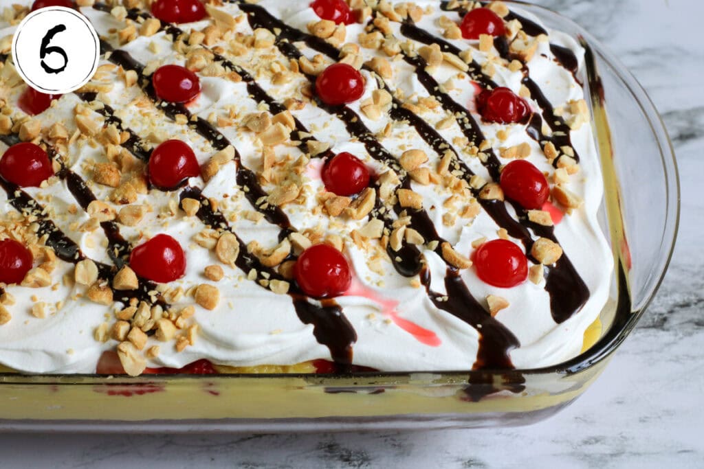 Easy Banana Split Poke Cake Recipe - Thrifty Jinxy