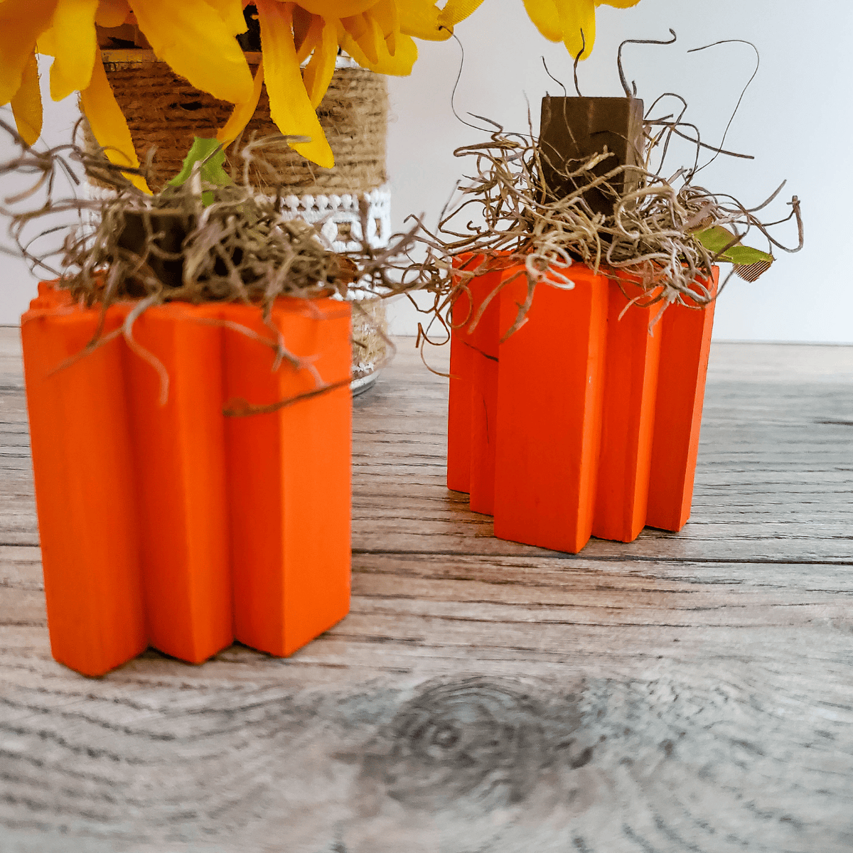Wooden Block Pumpkins - Thrifty Jinxy