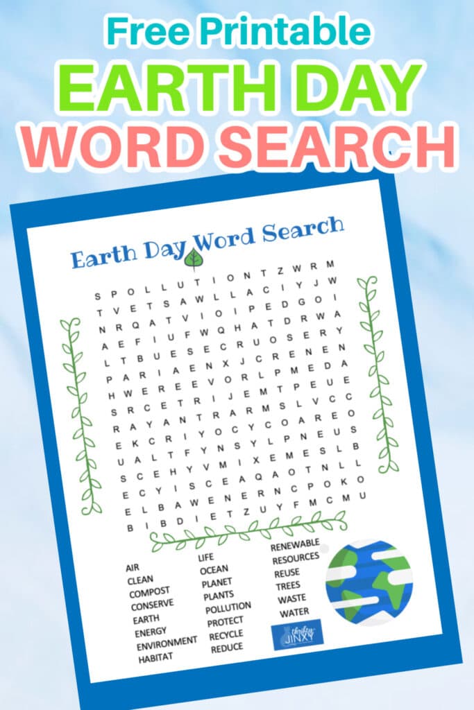 FREE Earth Day Word Search Printable - Thrifty Jinxy